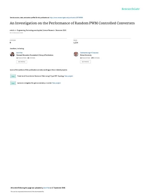 An Investigation On The Performance Of Random Pwm Controlled Converters Pdf Power Inverter