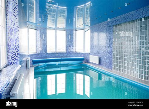 Abstract White And Blue Water Parametric Interior With Neon Lights