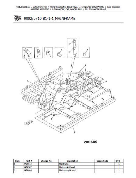Jcb Js70 Tracked Excavator Parts Catalogue Manual Serial Number 0069 Freesampleservicemanual