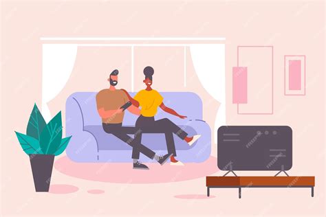 Люди смотрят фильм дома Бесплатно векторы