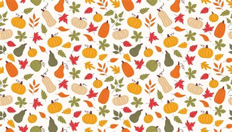 Seamless Autumn Pattern With Vibrant Pumpkins And Falling Leaves Warm
