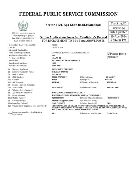 Sst Fpsc Application Form Pdf