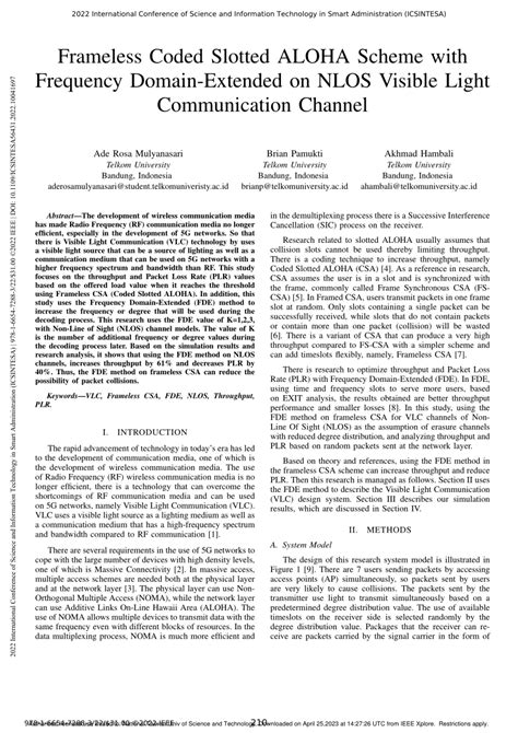 Pdf Frameless Coded Slotted Aloha Scheme With Frequency Domain Extended On Nlos Visible Light