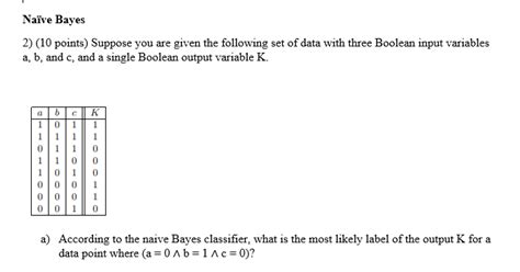 solved naïve bayes 2 10 points suppose you are given the