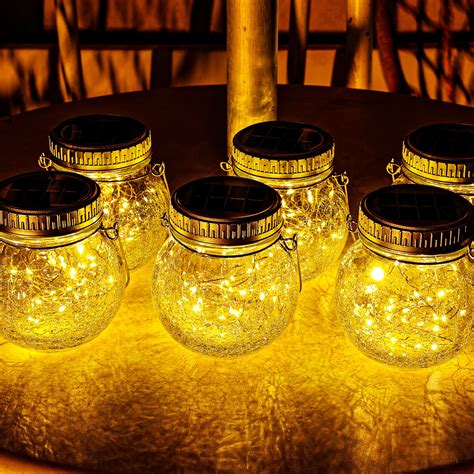 Cooo 5 Pack Crackle Glass Solar Lantern
