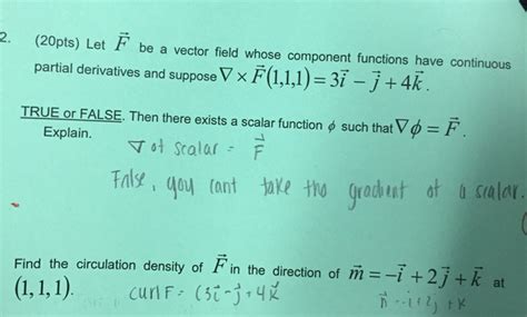 Solved 2 20pts Let F Be A Vector Field Whose Component