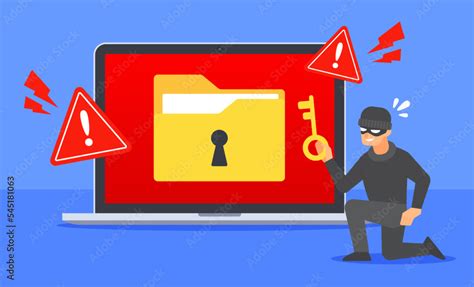 Hacker Holds Key To Unlock Locked Document Folder In Laptop System Warning Alert To Cyber