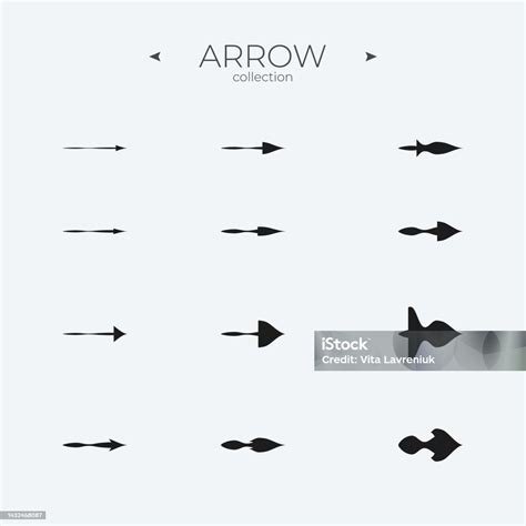 선 화살표 아이콘 세트 라인 아이콘 컬렉션 현대 벡터 기호 개체 그룹에 대한 스톡 벡터 아트 및 기타 이미지 개체 그룹 검은색 계기판 측정기 Istock