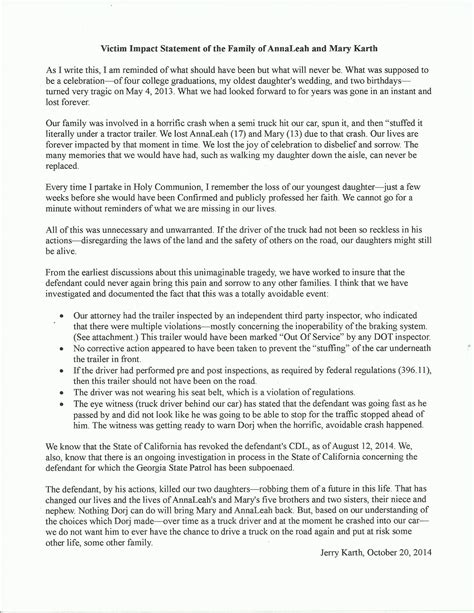 Sample Victim Impact Letters