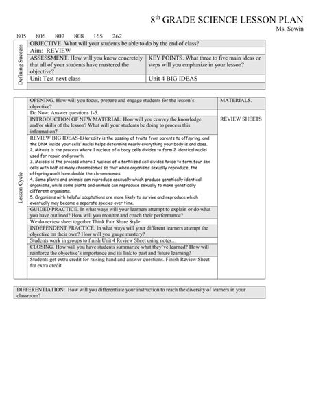 8th Grade Science Lesson Plans Lesson Plans Learning