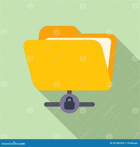 Network Folder Password Protection Icon Flat Vector Personal Login Stock Vector Illustration