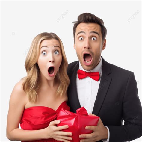 Young Couple In Valentines Day Surprised And Shocked Valentines Day