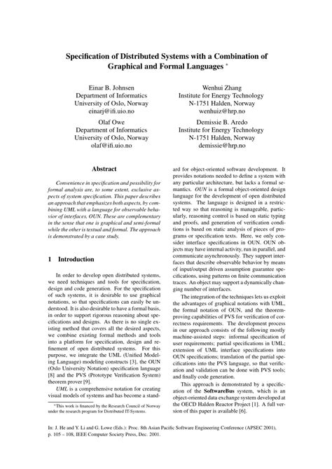 Pdf Specification Of Distributed Systems With A Combination Of
