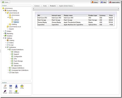 ucommerce documentation setup products
