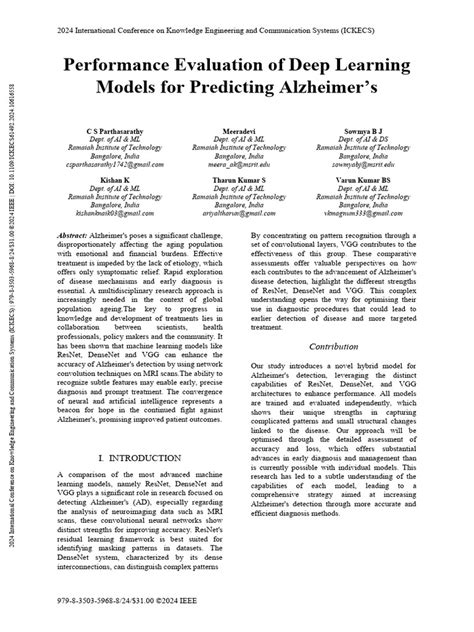 Performance Evaluation Of Deep Learning Models For Predicting Alzheimers Pdf Alzheimers