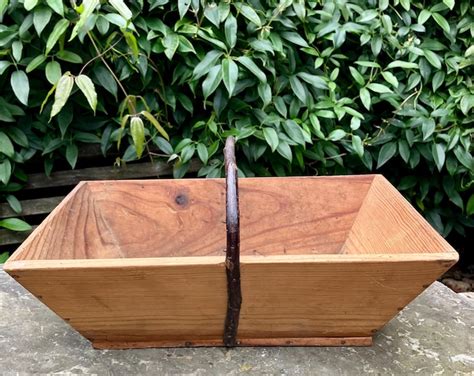 A French Trug Wooden Rectangular Vintage Etsy Uk