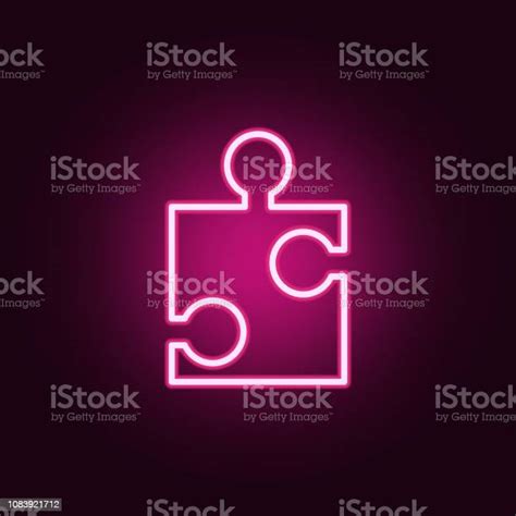 퍼즐 조각 아이콘입니다 네온 스타일 아이콘에서 웹의 요소입니다 정보 그래픽 모바일 응용 프로그램 웹 디자인 웹 사이트에 대 한 간단한 아이콘 0명에 대한 스톡 벡터 아트 및