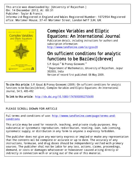 Pdf On Sufficient Conditions For Analytic Functions To Be Bazilevic