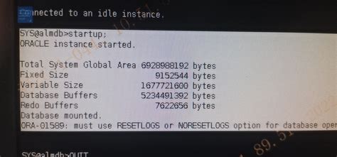 工作笔记：使用新创建的pfile启动数据库 Ora 01589 Must Use Resetlogs Or Noresetlogs