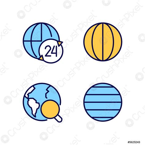 Geography Pixel Perfecto Rgb Iconos De Color Conjunto Vector De Stock