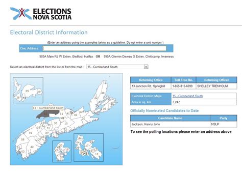 Elections Nova Scotia Interactive Web Map
