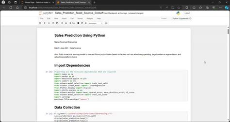 Soumya Bhanupriya On Linkedin Datascience Machinelearning Salesprediction Codsoft