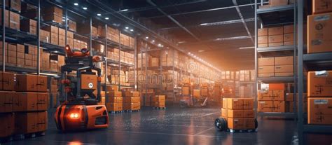 business management smart robotic warehouse ai generated image stock