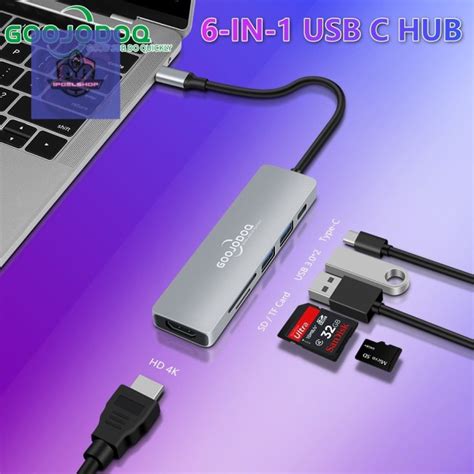 Jual Extension Goojodoq Adapter Konverter Usb Tipe C Ke Usb 3 0 Hdmi Pd 6 In 1 Shopee Indonesia
