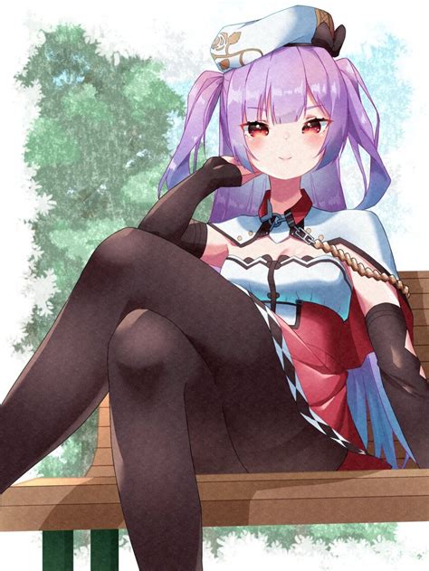 Marimo Daifuku Ajax Azur Lane Azur Lane Highres 1girl Bench Beret Black Pantyhose