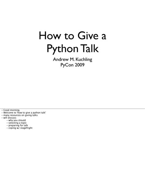 Giving Python Talks Speaker Deck