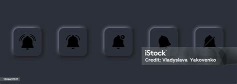 벨 알림 아이콘 세트입니다 메시지 벨 아이콘입니다 Neumorphic Ui Ux 어두운 사용자 인터페이스 노이모티즘 Brand Name Online Messaging