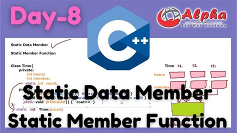 Day 8 C Online Class Static Data Member And Member Function Cpp Static Youtube