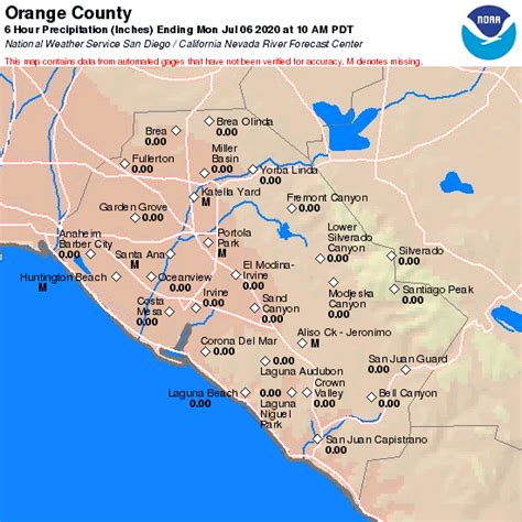 Cnrfc Hydrology Observed Precipitation Past 6 Hours Orange County