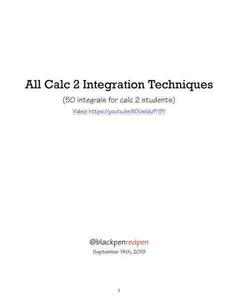 All Calc Integration Techniques All Calc Integration Techniques Integrals For Calc