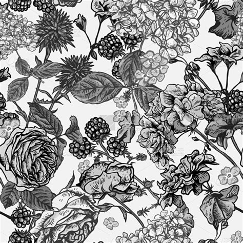 玫瑰 四方连续纹样 分离着色 白色 自然 华丽的 周年纪念 高雅 花 复古素材 花瓣网