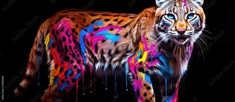 Painted Colorful Bobcat Animal They Show Off In Beautiful Colors Painted Colorful Bobcat Animal They Show Off In Beautiful Colors