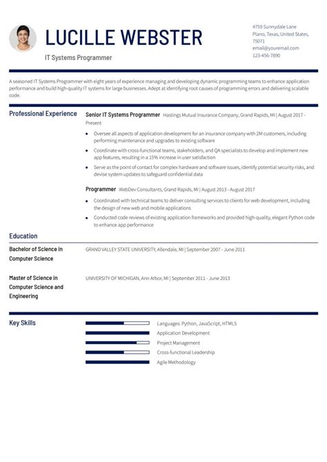 Best Programmer Resume Examples And Templates For ResumeBuilder
