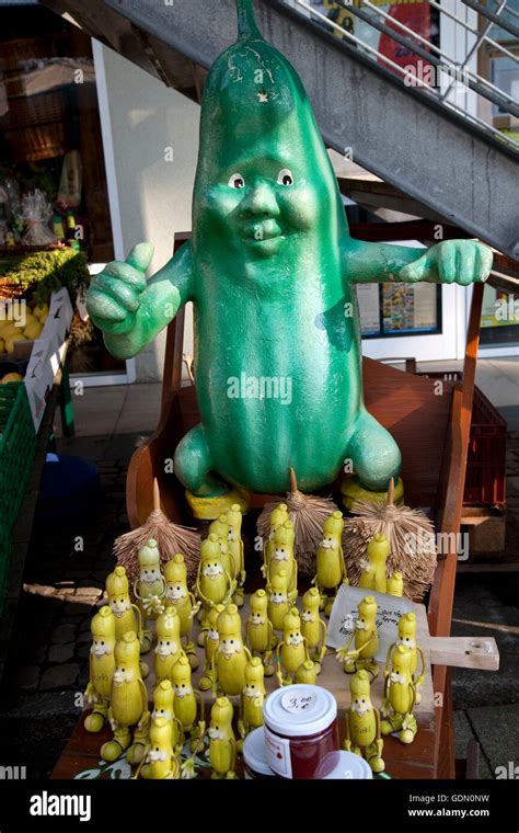 Cucumber Figures In The Spreewaldhafen Harbour Of Luebbenau Spreewald Spree Forest