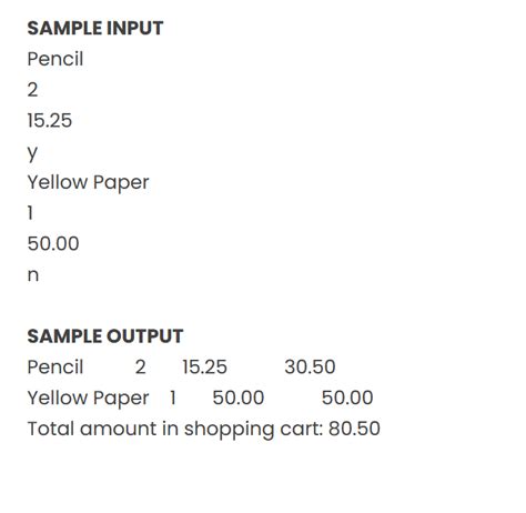 Solved Program Design Create A Shopping Cart Program That