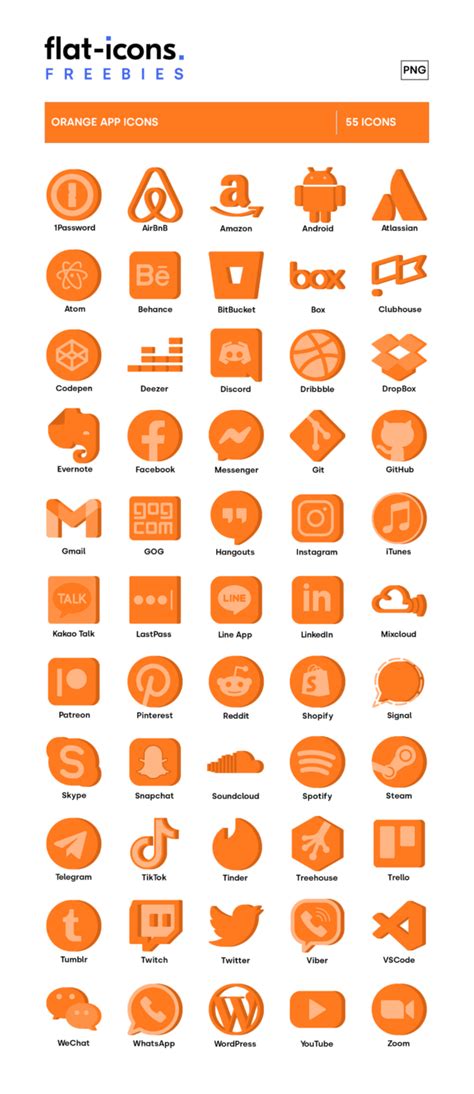 Orange App Icon Set Free Flat Icons