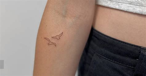 Flying Birds Tattoo In Fine Line Style Placed On The