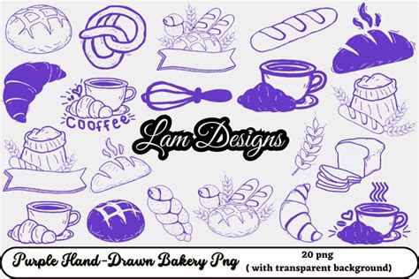 Purple Hand Drawn Bakery Png Bakery Clipart