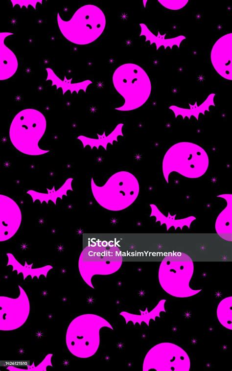 할로윈 유령과 박쥐가있는 완벽한 패턴 끝없는 배경 장식 요소 컬러 패브릭 섬유 벽지 10월에 대한 스톡 벡터 아트 및 기타 이미지 Istock