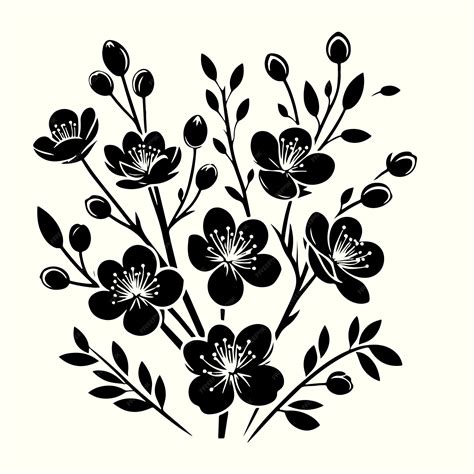 Spring Flowers Silhouette Vector Illustration Premium Ai Generated Vector