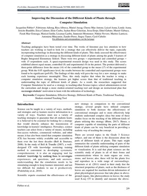 Improving The Discussion Of The Different Kinds Of Plants Through