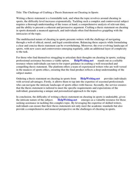 Thesis Statement For Cheating In Sports Pdf Essays Sports