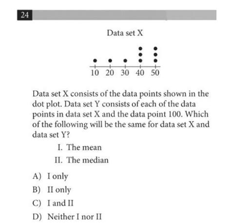 Data Set X Consists Of The Data Points Shown In The Dot Plot Data Set Y Consists Of Each Of The