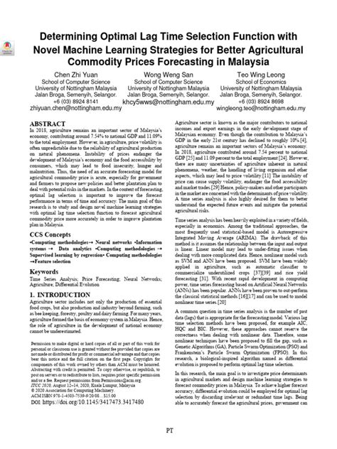 Determine Optimal Lag Time Selection Function With Novel Machine
