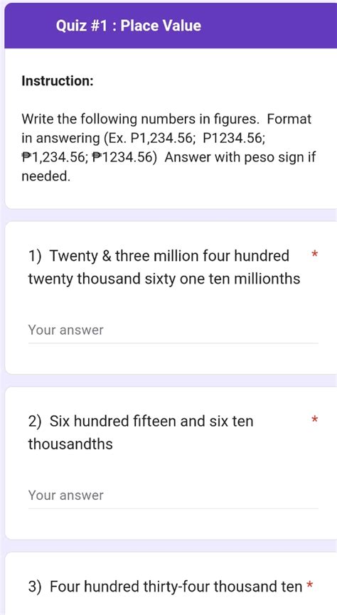 Quiz 1 Place Value Instruction Write The StudyX
