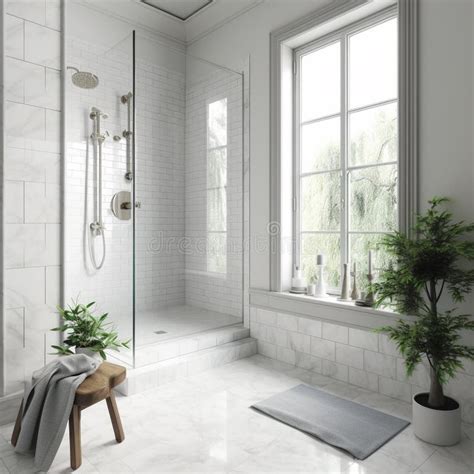 Marble Vanity Counter Shower Bench Stock Illustration Illustration